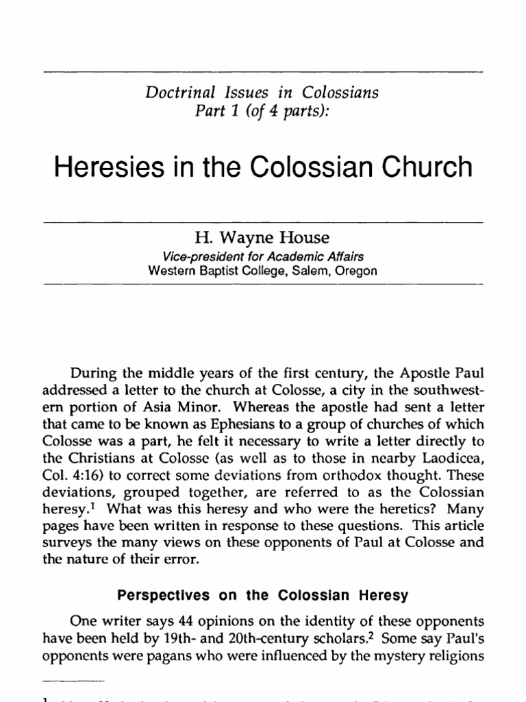 Heresies in the Colossian Church | Epistle To The Colossians | Gnosticism