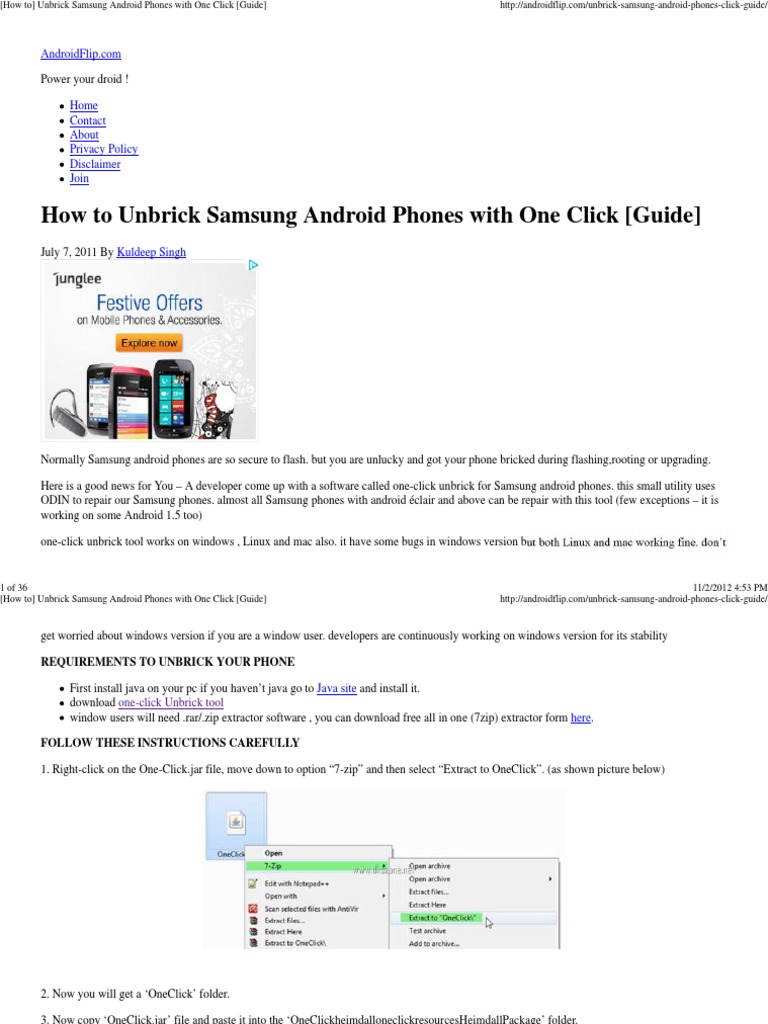 (How To) Unbrick Samsung Android Phones With One Click (Guide) | PDF ...