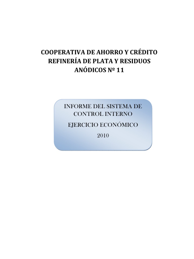 Sistema de Carta de Control Interno Crediplata 1 2 | PDF | Cooperativa ...