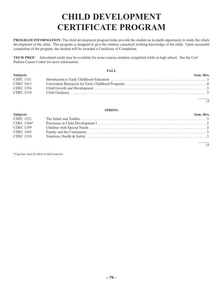 Child Development Certificate Program | PDF