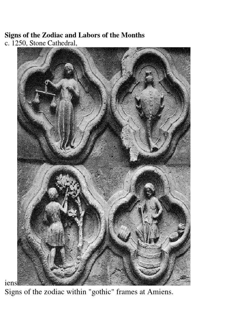 C. 1250, Stone Cathedral,: Signs of The Zodiac and Labors of The Months ...