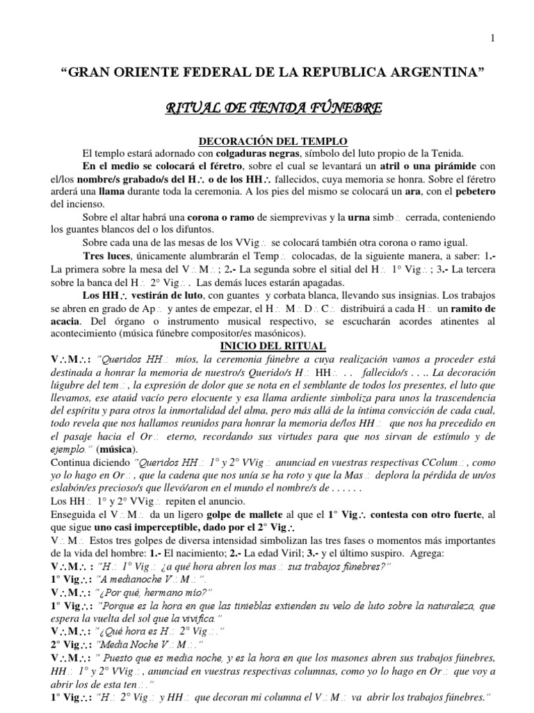 Ritual de Tenida Funebre | PDF