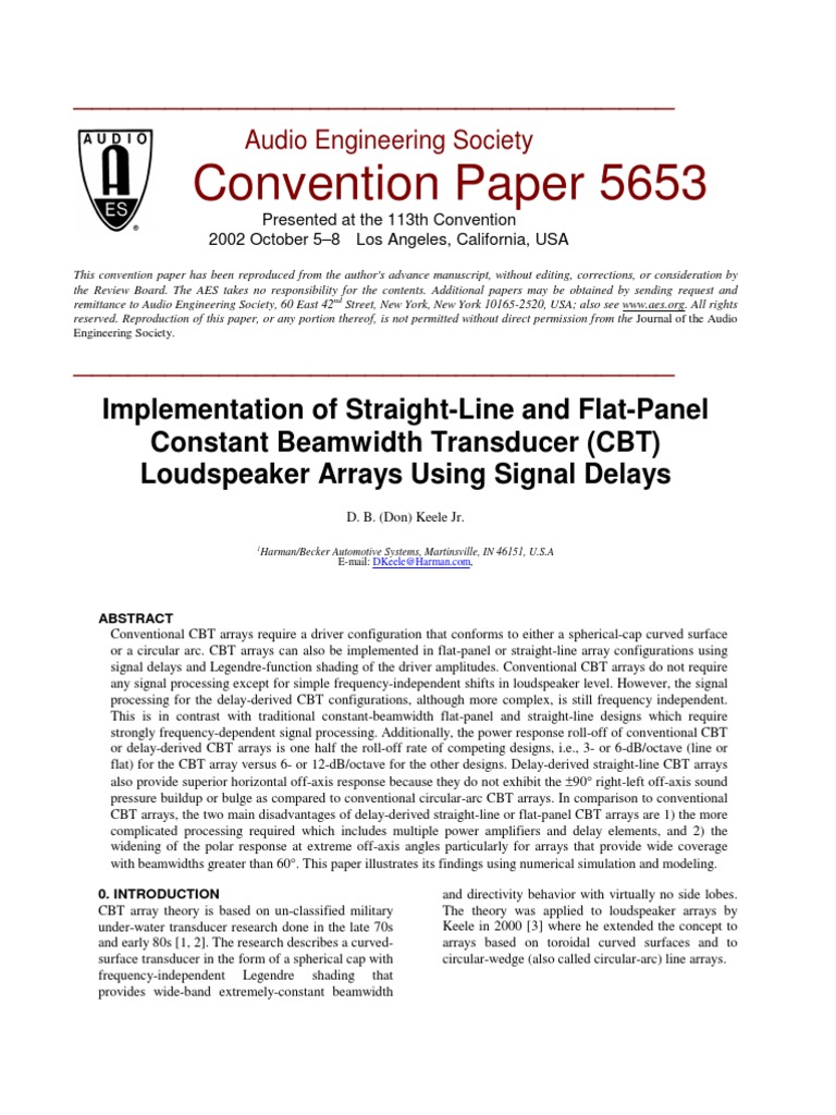 Convention Paper 5653 | PDF | Loudspeaker | Electrical Engineering