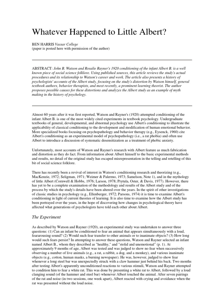 Whatever Happened to Little Albert | Classical Conditioning | Phobia