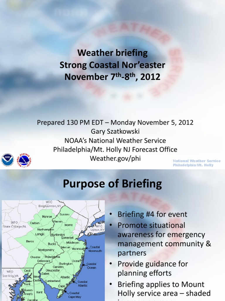 Latest Weather Briefing NWS - Coastal Storm 11/7-8/12 | PDF | Hurricane ...