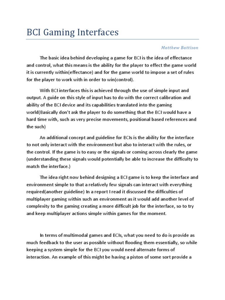 BCI Game Design Essentials | PDF