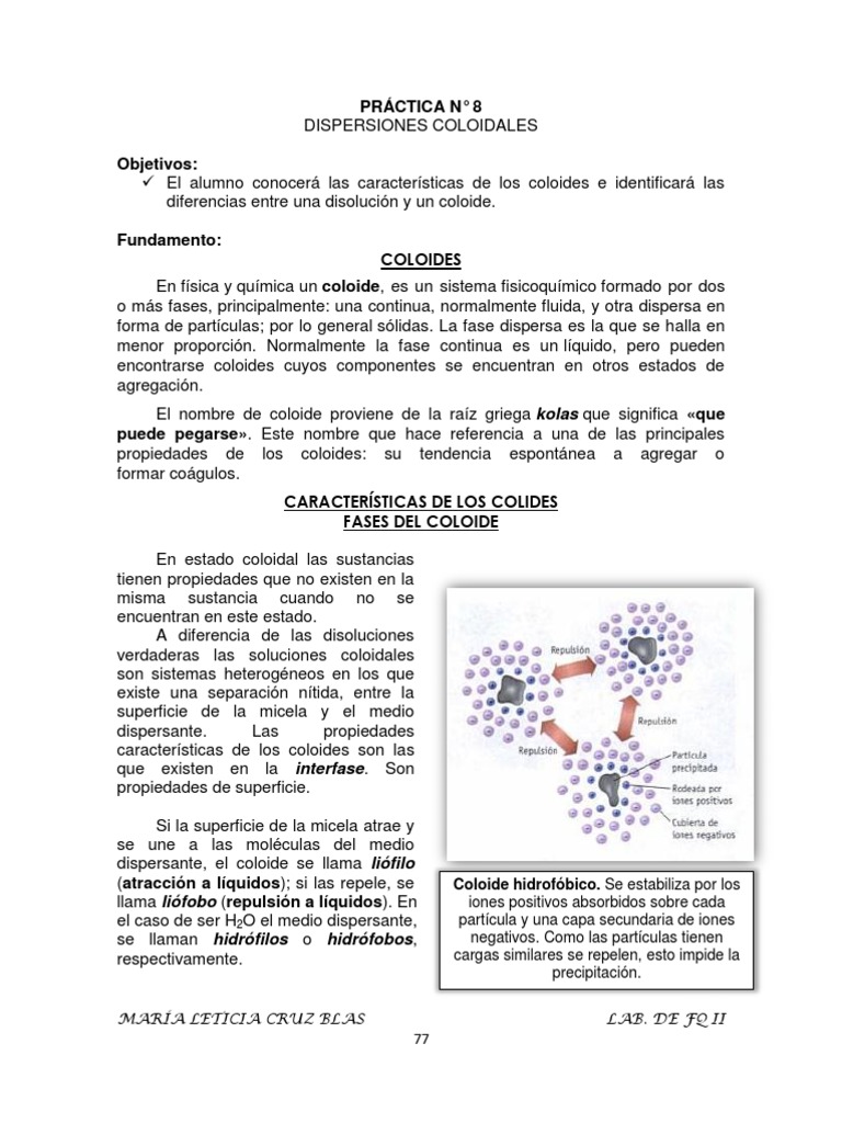 Coloide hidrofóbico: Características y estabilidad | PDF | Coloide ...
