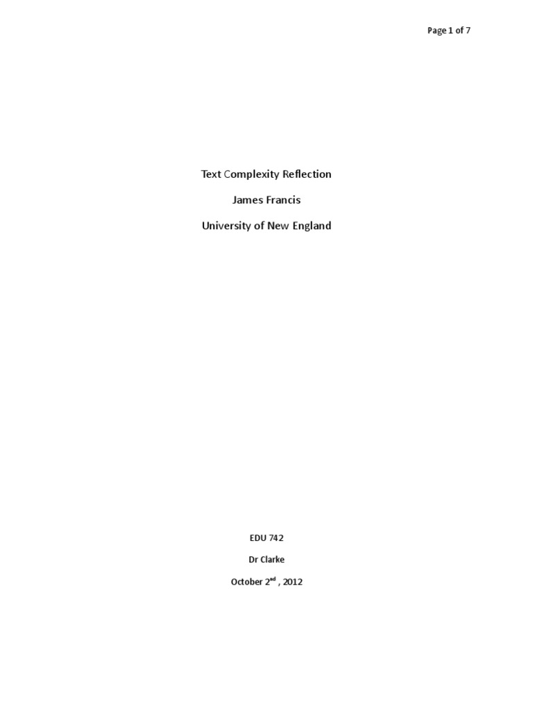 Text Complexity Assignment Pdf Reading Process Reading Comprehension 