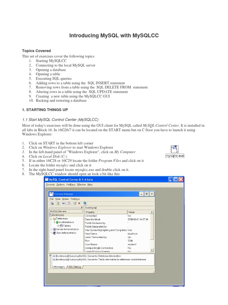 Introducing Mysql With Mysqlcc: Topics Covered | PDF | Sql | Data ...