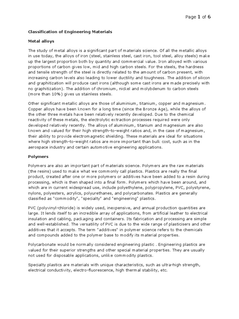 1.classification of Engineering Materials | PDF | Semiconductors ...