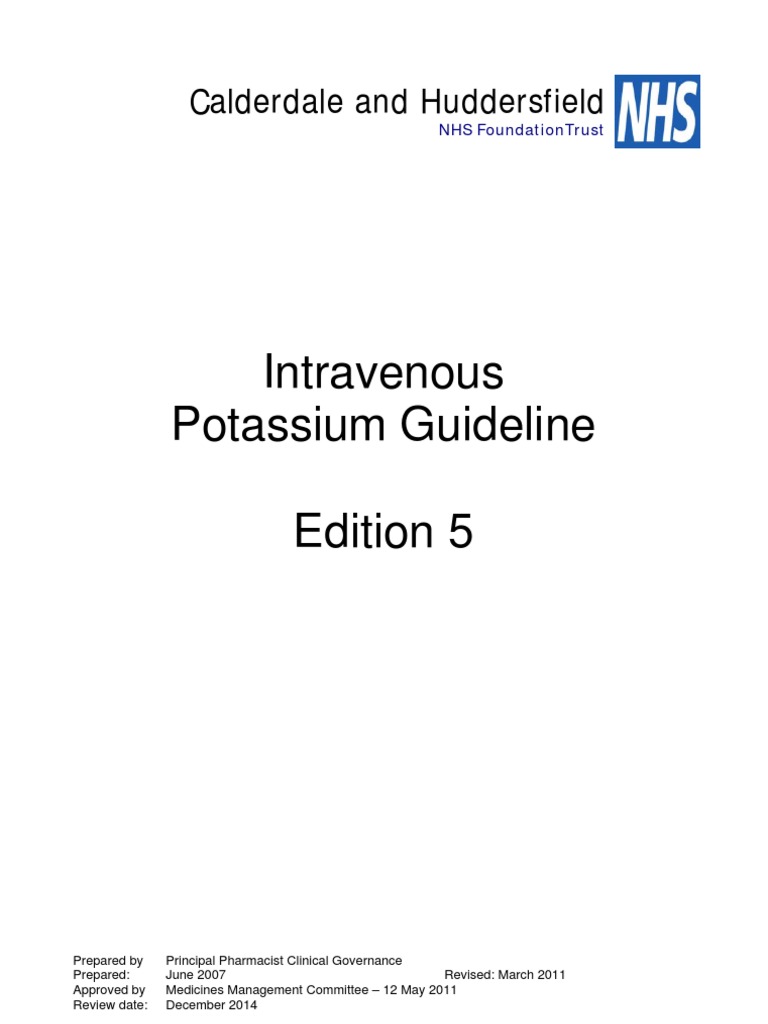 IV Potassium Guidelines for Safe Use | PDF | Pharmacy | Intravenous Therapy