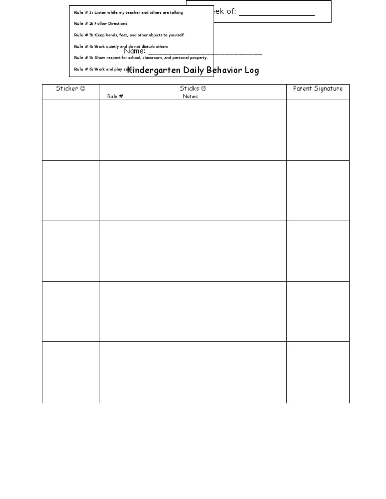 Behavior Log | PDF
