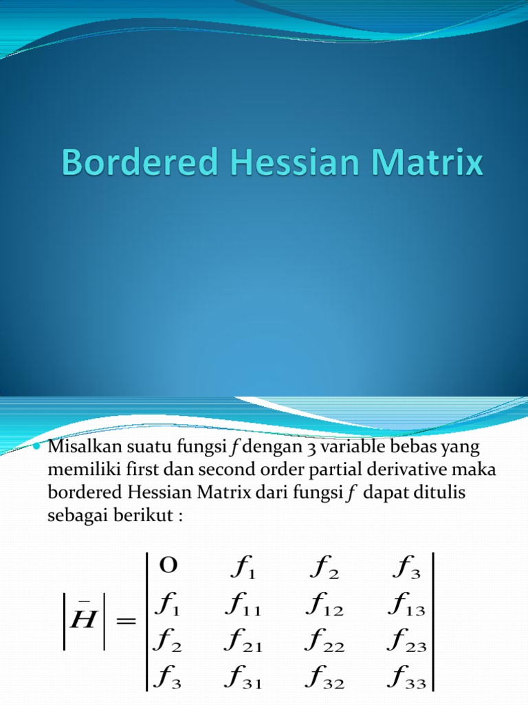 Bordered Hessian Matrix | PDF