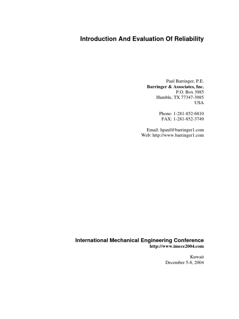 Introduction and Evaluation of Reliability | PDF | Reliability ...