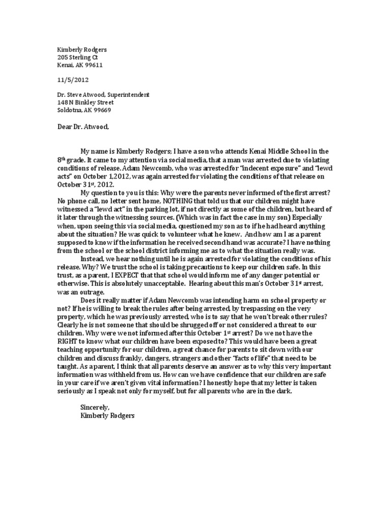 School District Letter | PDF | Violence