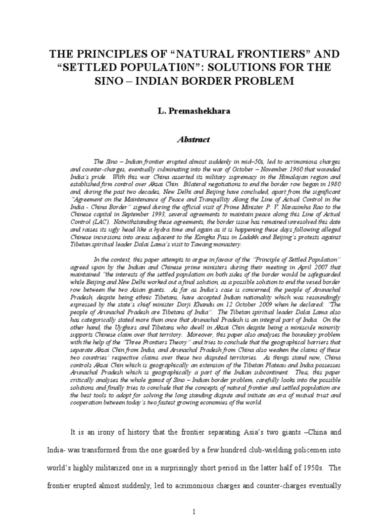 The Principles of "Natural Frontiers" and "Settled Populati0n ...