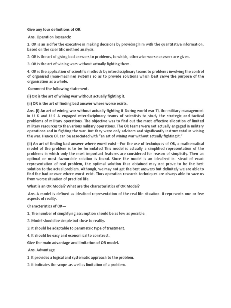 Important Questions of AOR | PDF | Mathematical Optimization | Inventory