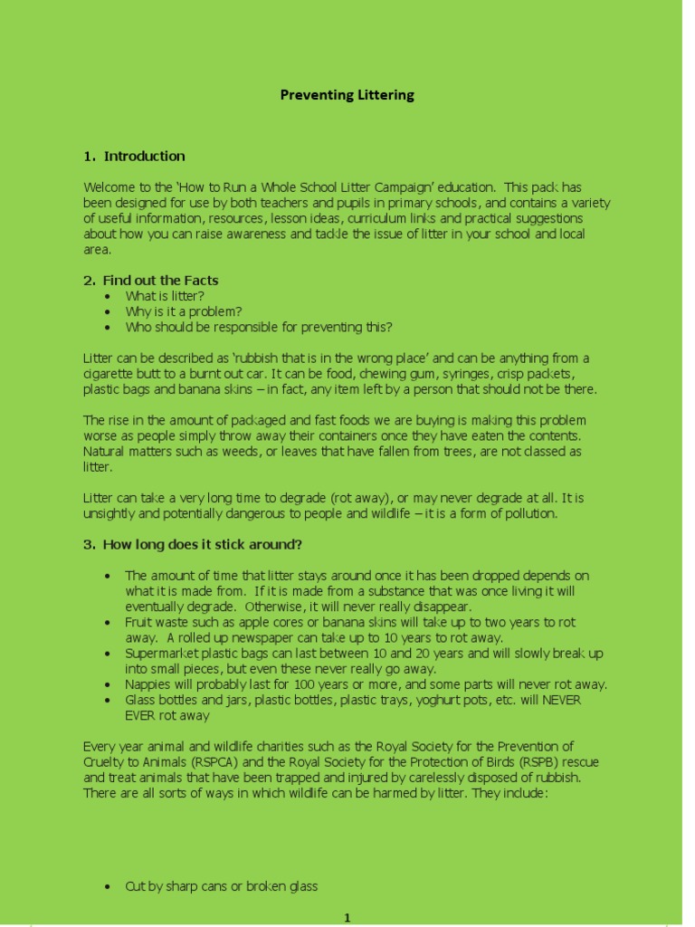 Preventing Littering: 2. Find Out The Facts | PDF | Balloon | Recycling