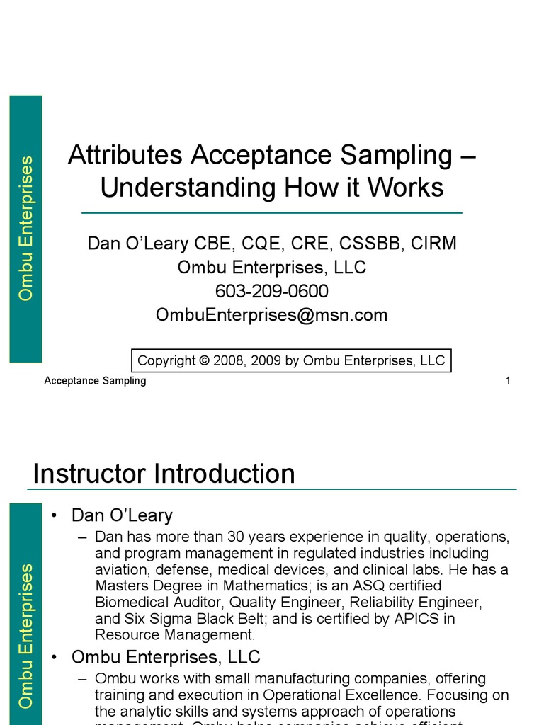 Attributes Acceptance Sampling Understanding How It Works | PDF ...