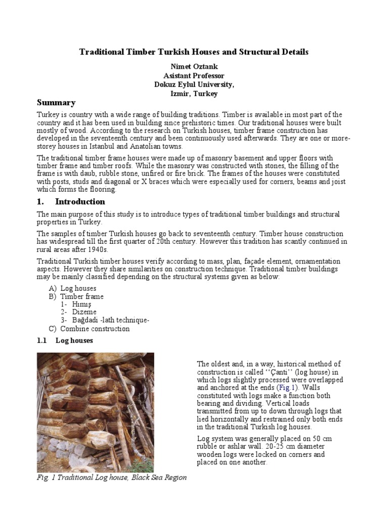 Traditional Timber Turkish Houses and Structural Details | PDF ...
