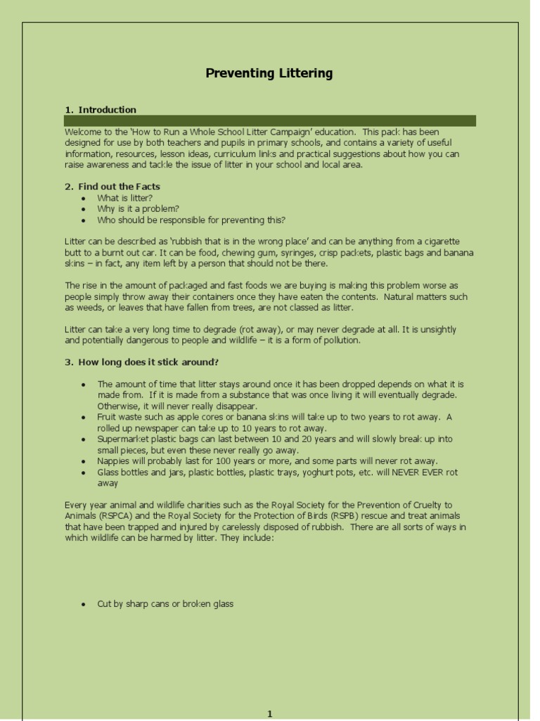 Preventing Littering: 2. Find Out The Facts | PDF | Balloon | Reuse