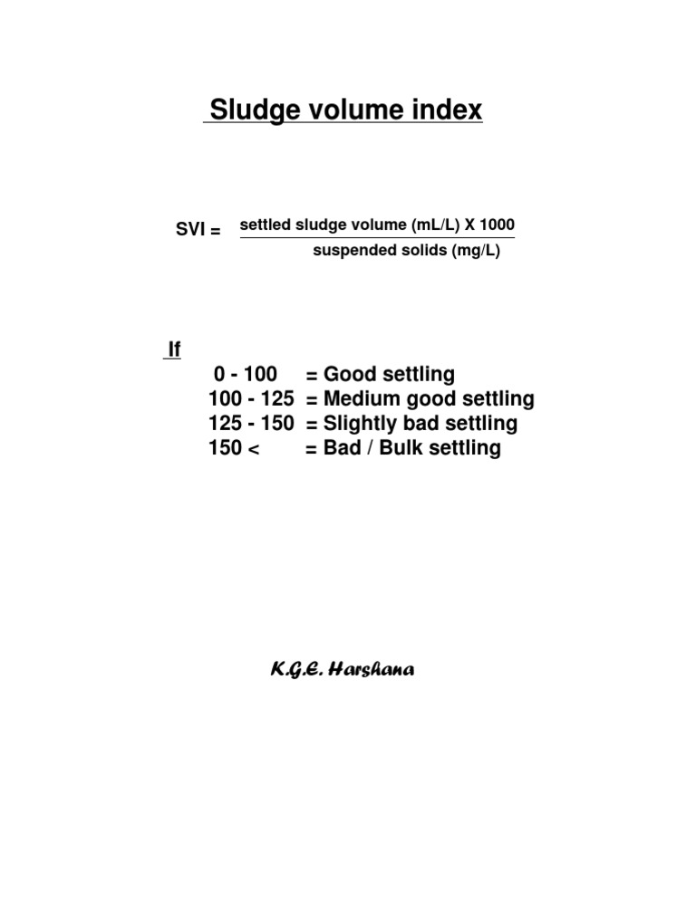 Sludge Volume Index Assessment Guide | PDF