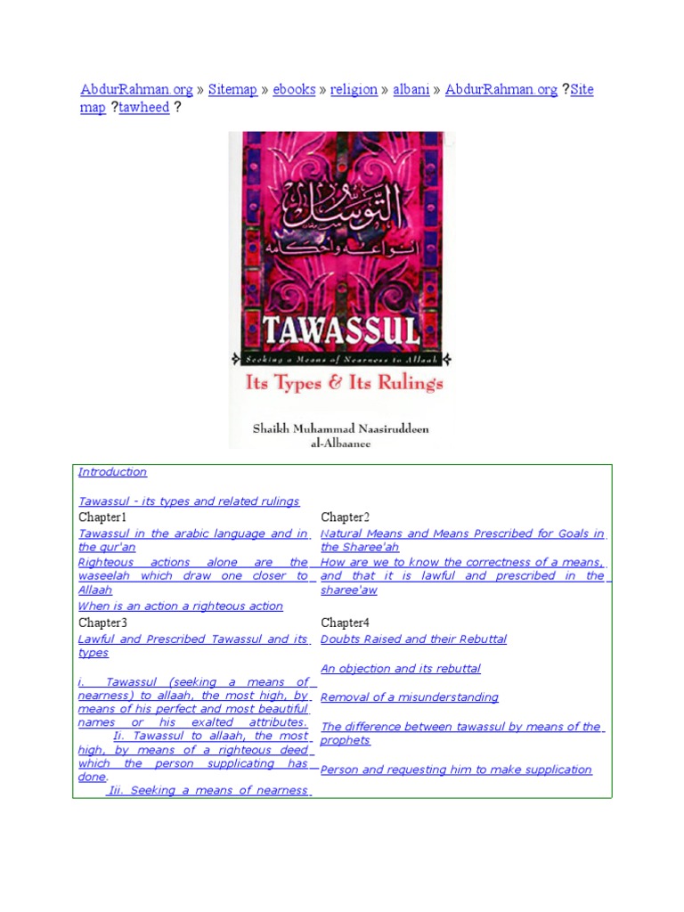AbdurRahman Al-Bani TAWASSUL | PDF | Prophets And Messengers In Islam | Hadith