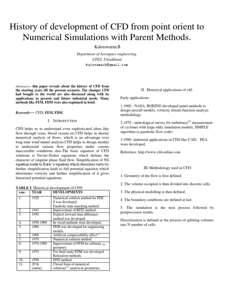 History of CFD and Its Important Methods | Download Free PDF ...