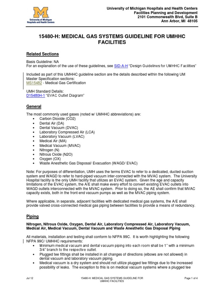 UMHHC Medical Gas Systems Guide | PDF | Gas Compressor | Pump