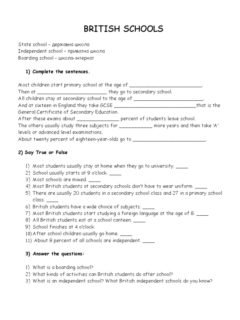 Overview of British School System | PDF