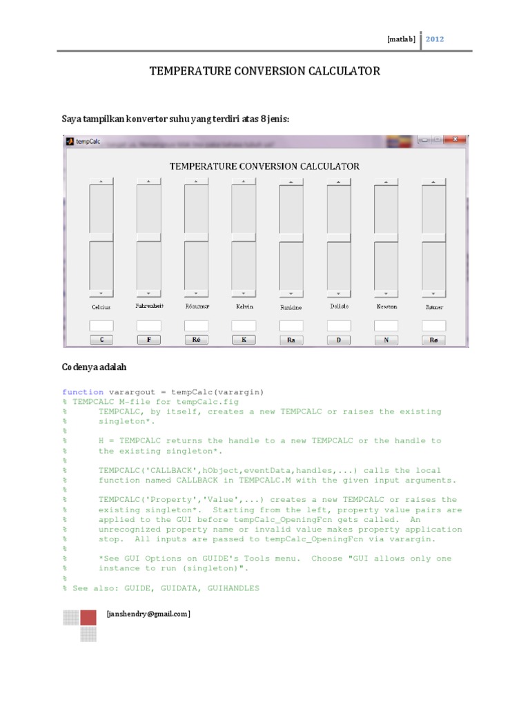 MATLAB Temperature Converter GUI | PDF | Matlab | Object (Computer Science)