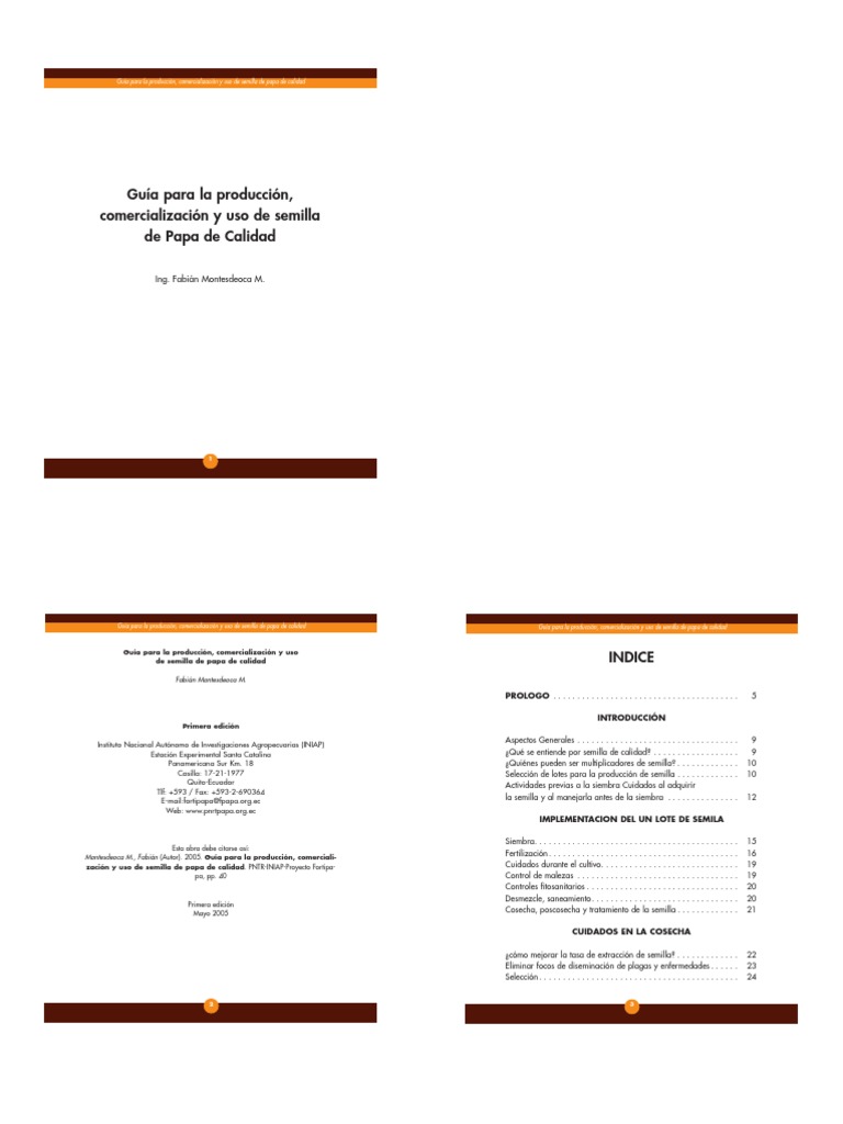 Guía para La Producción, Comercialización y Uso de Semilla de Papa de Calidad. | PDF | Patata ...