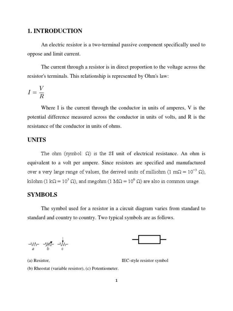 (A) Resistor, Iec-Style Resistor Symbol (B) Rheostat (Variable Resistor ...