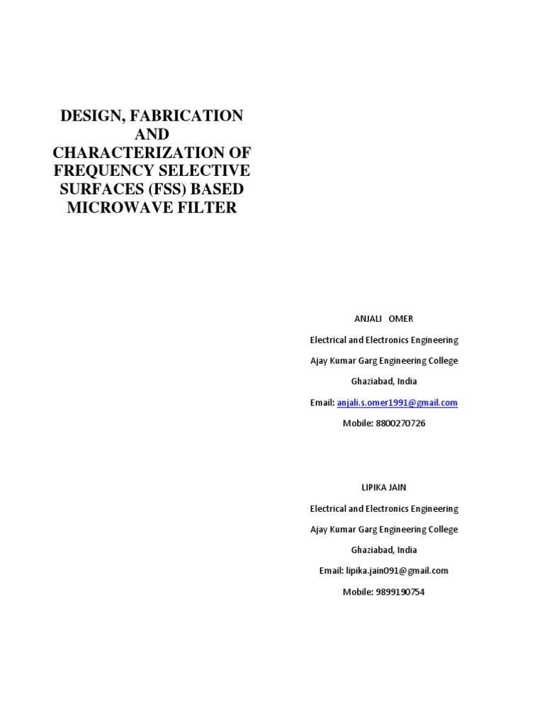 Design, Fabrication AND Characterization of Frequency Selective ...