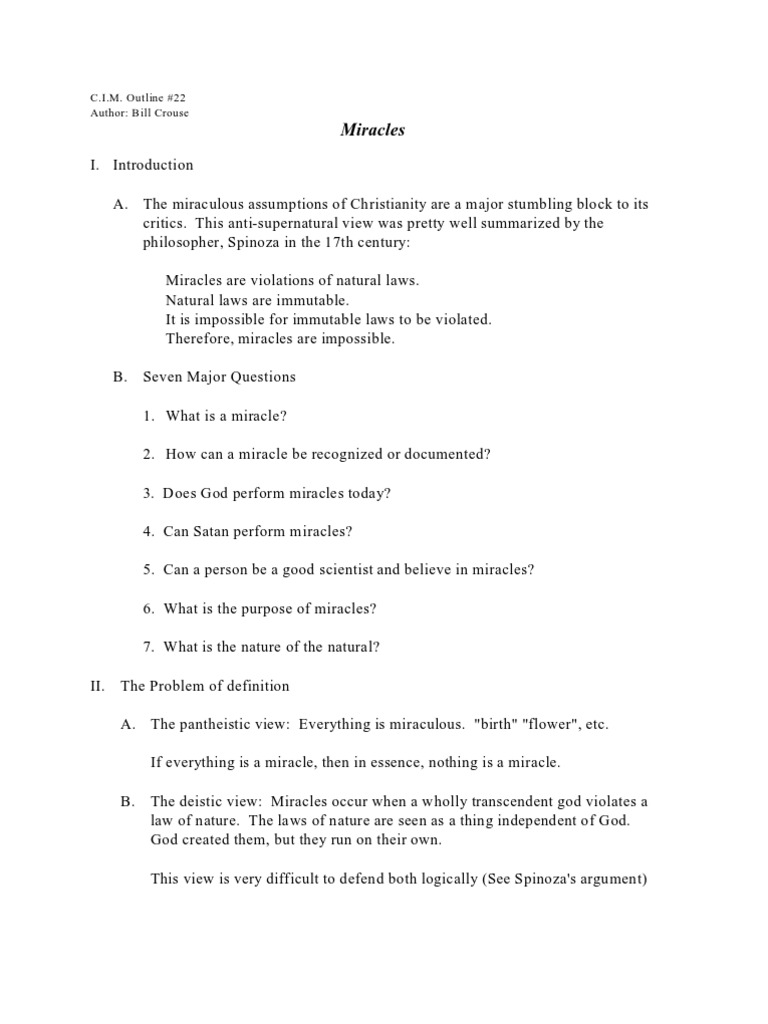 Miracles: C.I.M. Outline #22 Author: B Ill Crouse | PDF | Miracle | Jesus