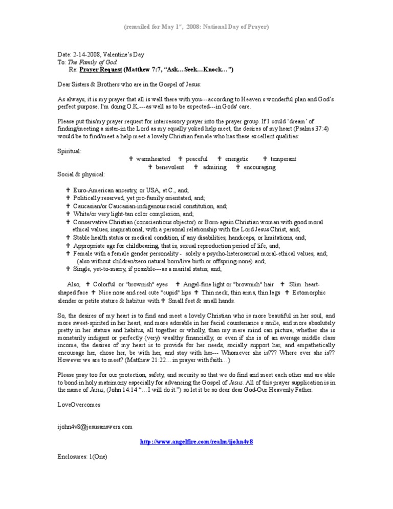 Prayer Memorandum Prayer Jesus