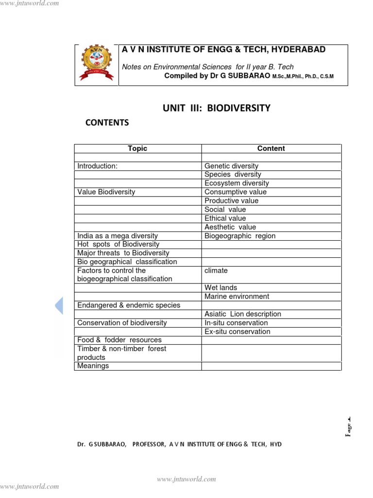 Unit 3 Biodiversity | PDF | Biodiversity | Conservation Biology