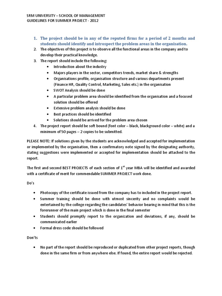 Project Guidelines | PDF | Business
