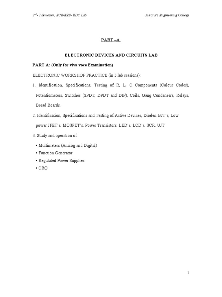 2ece-Eee - Edc Lab Manuals | PDF | Field Effect Transistor | Capacitor