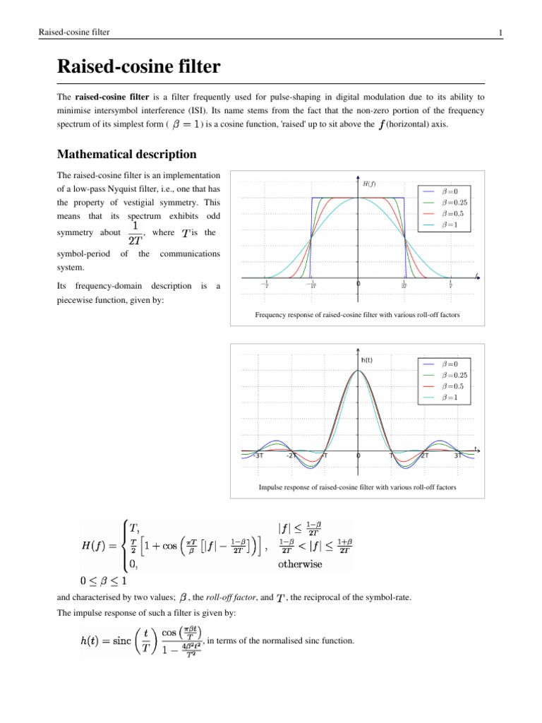 Raised Cosine Filter | PDF | Algorithms | Signal Processing