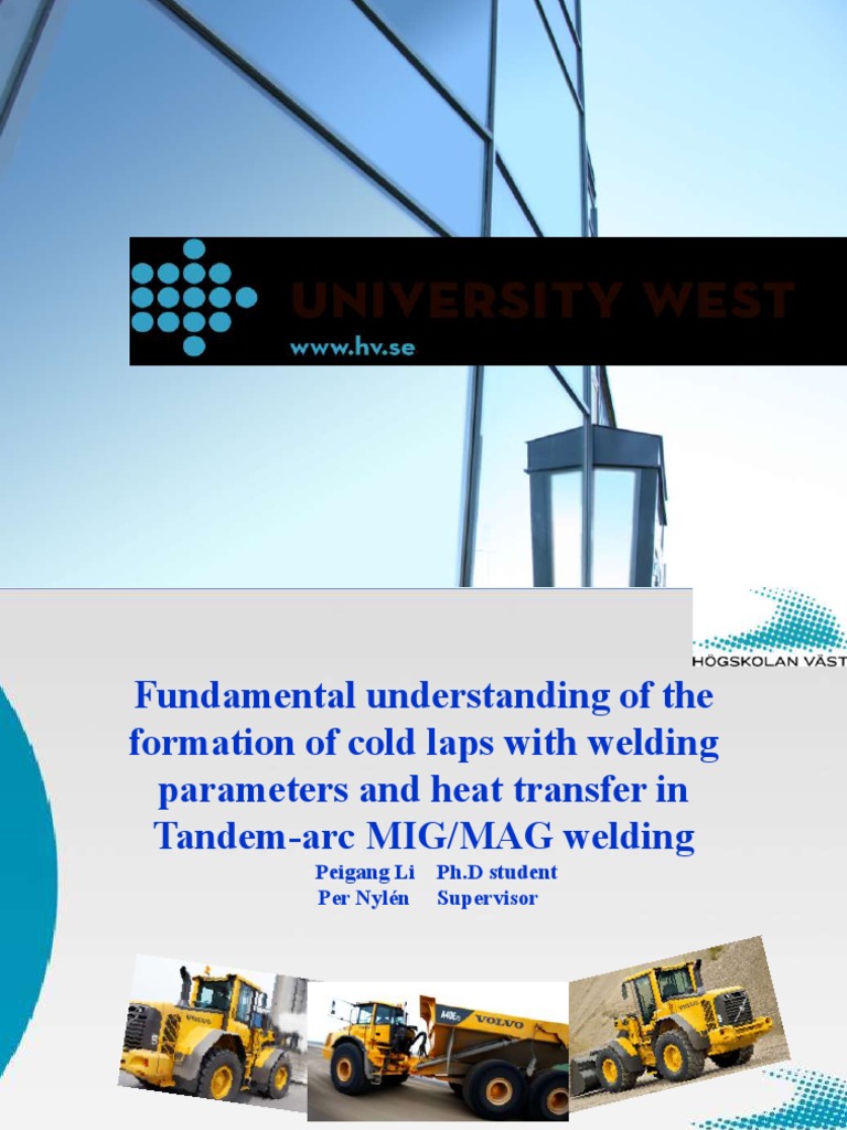 Formation of Cold Laps in Tandem-Arc MIG/MAG Welding | PDF | Welding ...