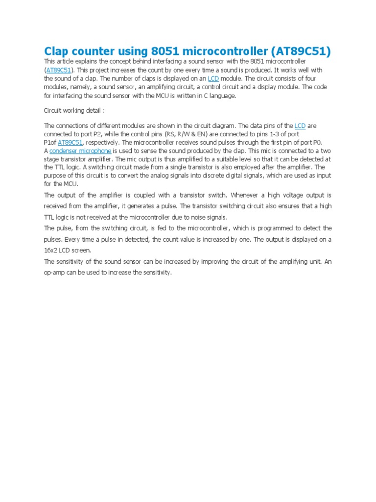 Clap Counter | PDF | Electronic Circuits | Amplifier