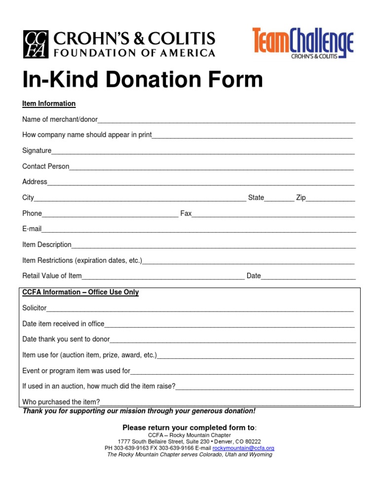 In Kind Donation Form | PDF