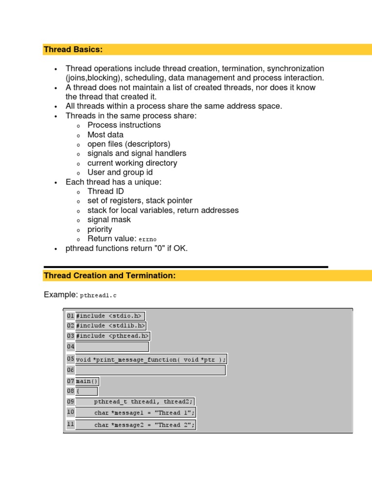 Thread Basics | PDF | Thread (Computing) | Computer Architecture Thread Basics | PDF | Thread (Computing) | Computer Architecture