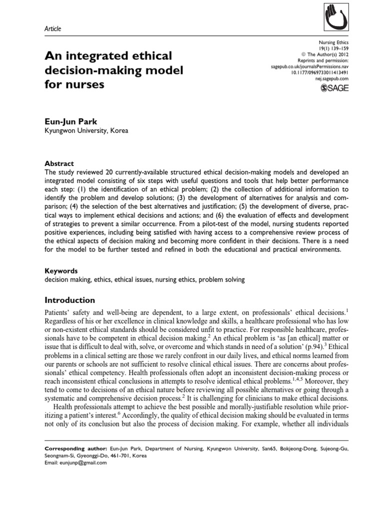 An Integrated Ethical Decision Making Model | Download Free PDF ...