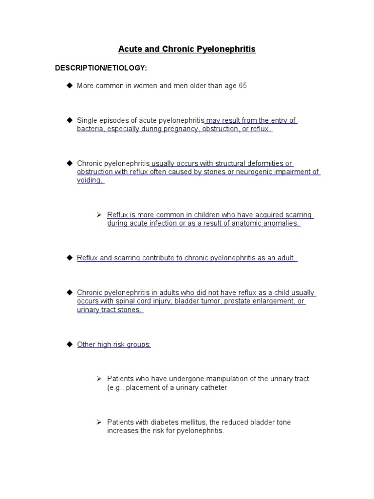 Acute and Chronic Pyelonephritis | PDF | Urinary Tract Infection | Kidney