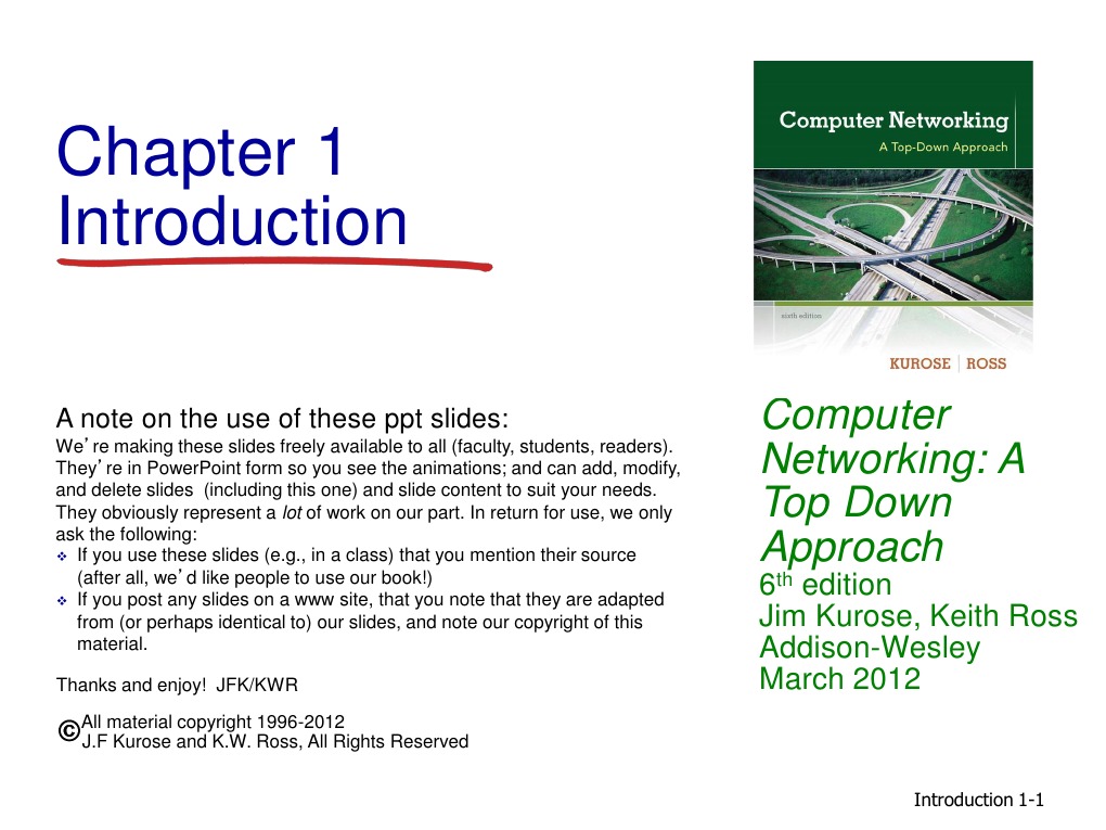 Computer Networking: A Top Down Approach: A Note On The Use of These ...