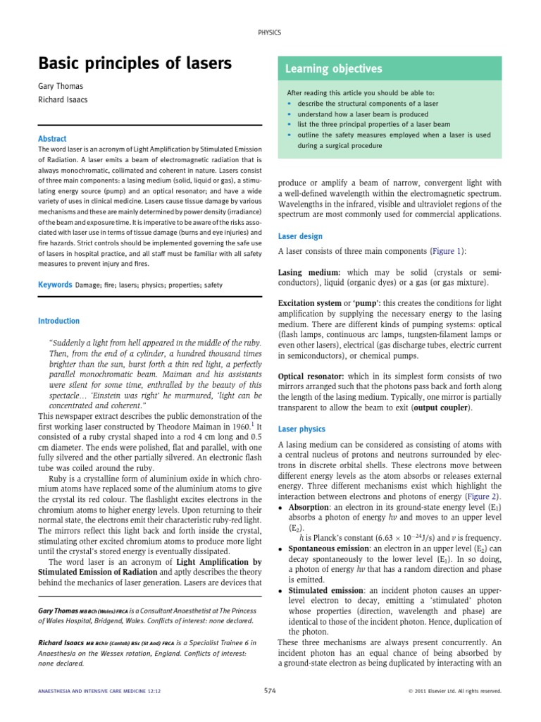 Basic principles of lasers.pdf | Laser | Light