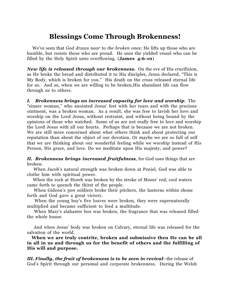 Blessings Come Through Brokenness | PDF | Repentance | Christian Belief ...
