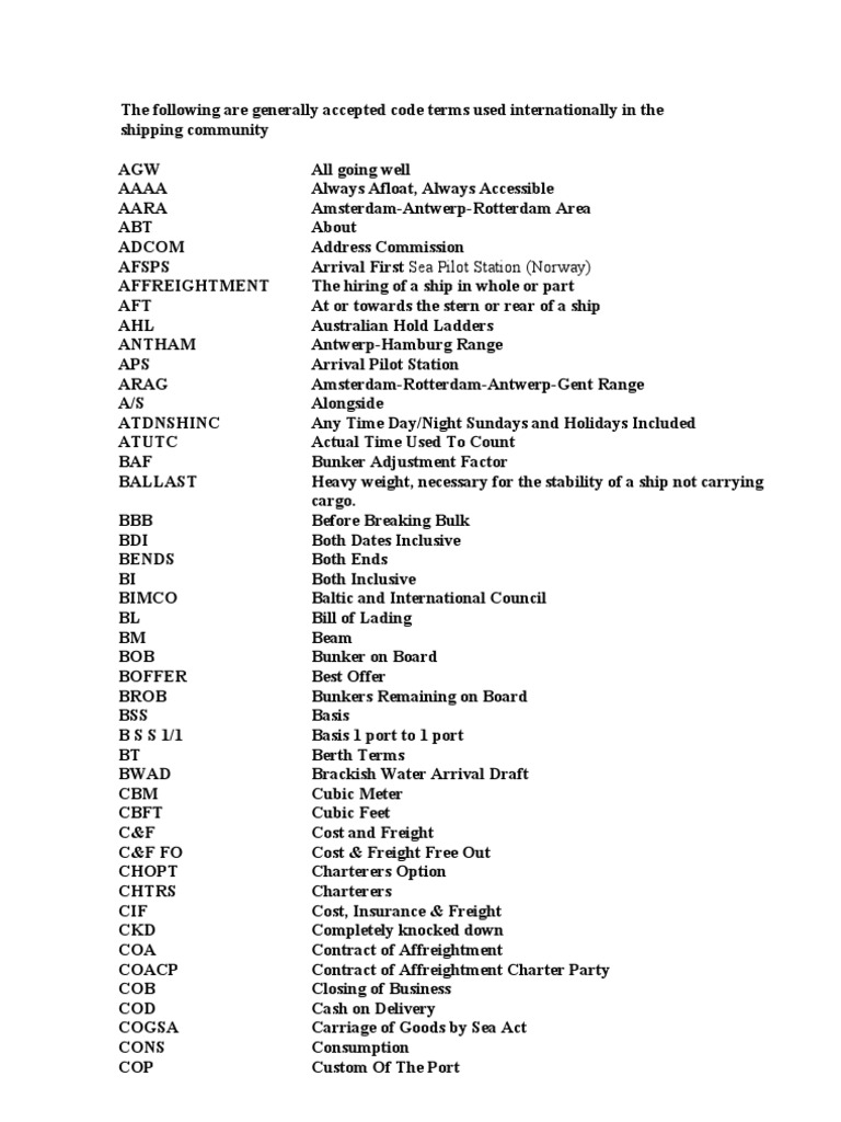 Shipping Terms | PDF | Cargo | Ships
